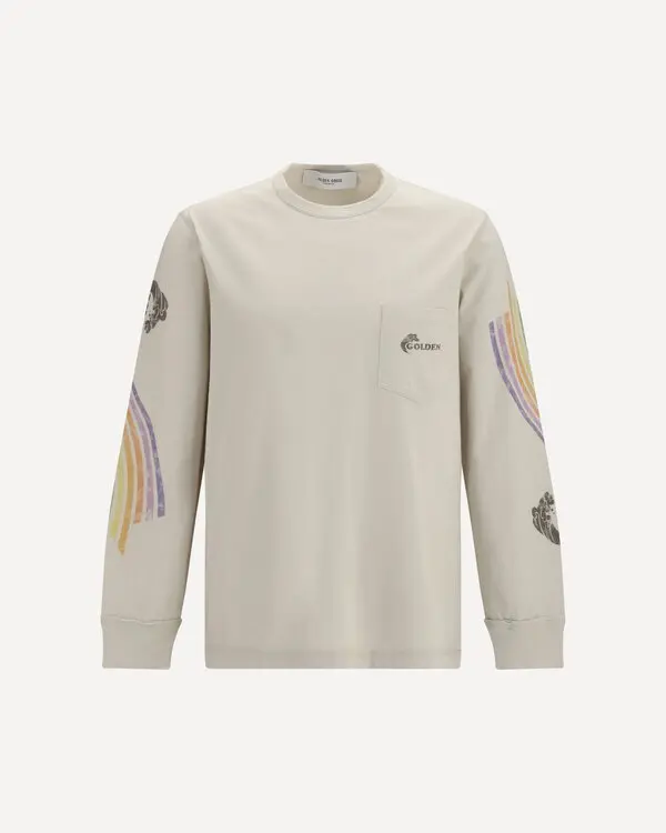 GOLDEN GOOSE Long Sleeve Printed Sweatshirt - Beige
