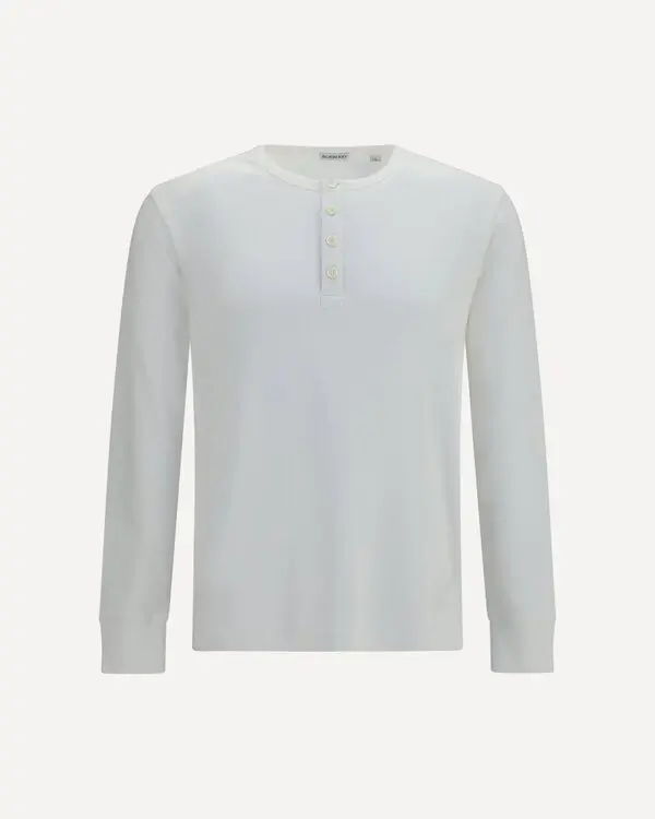 Burberry Long-sleeve Cotton Top Ale - White