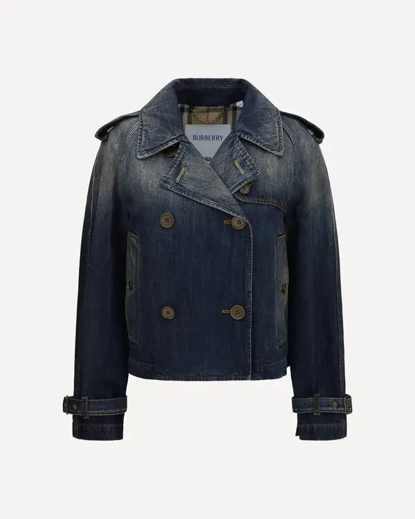 Burberry Cropped Double-breasted Denim Jacket