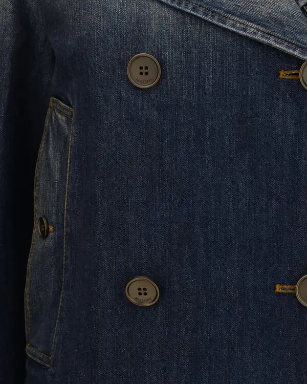 Burberry Cropped Double-breasted Denim Jacket