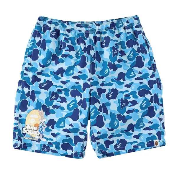 A BATHING APE X Space Jam Abc Camo Beach Shorts - Blue