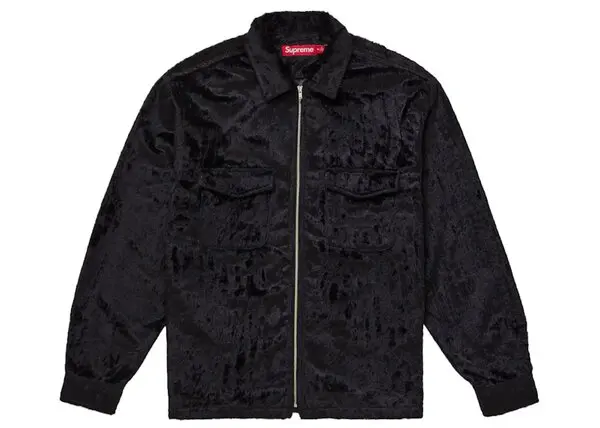 Supreme Faux Fur Zip Up Shirt - Black