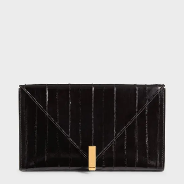 GIUSEPPE ZANOTTI Eel Skin Tuxedo Clutch Bag - Black