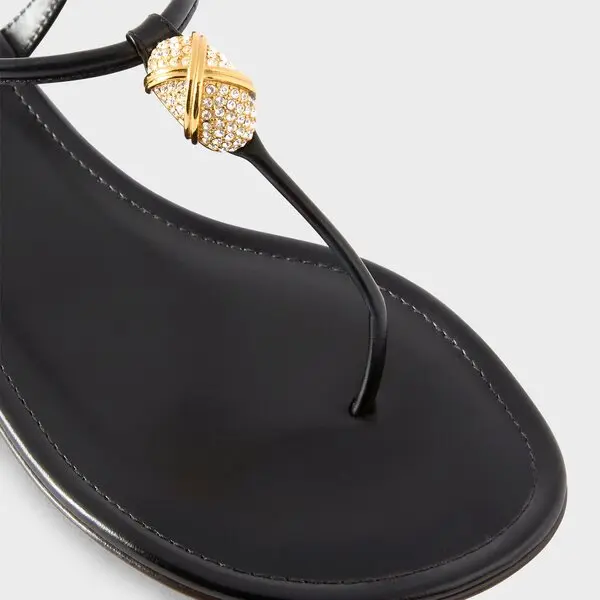 GIUSEPPE ZANOTTI Embellished Leather Thong Sandals