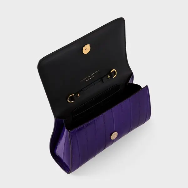 GIUSEPPE ZANOTTI Cleopatra Mini Eel Leather Clutch With Metal Chain Strap