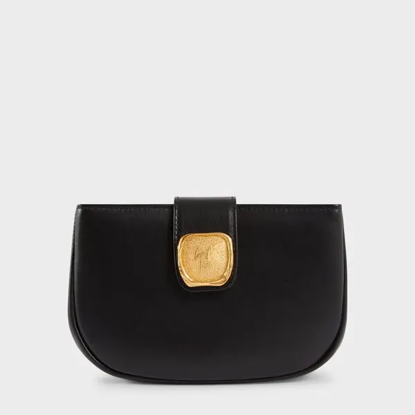 GIUSEPPE ZANOTTI Leather Clutch Bag With Gold Chain Strap