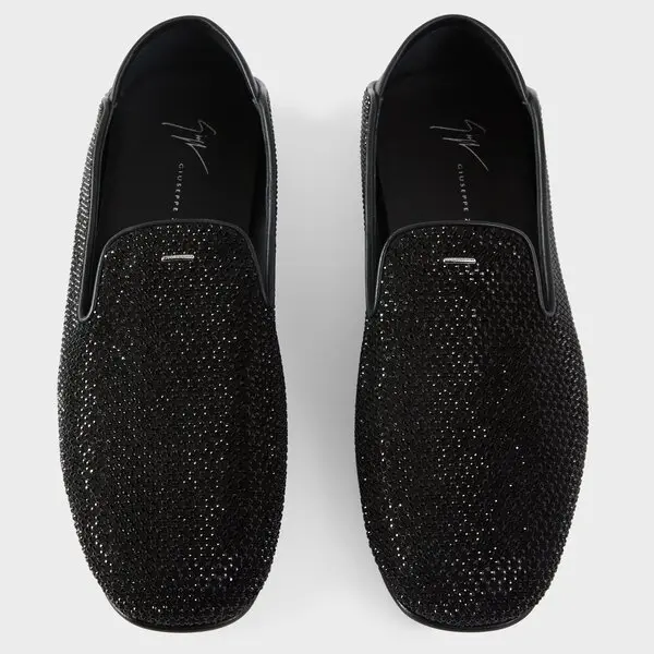 GIUSEPPE ZANOTTI Perforated Suede And Rhinestone Loafer