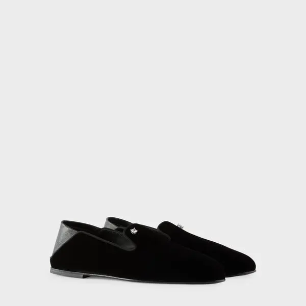 GIUSEPPE ZANOTTI Velvet Loafers With Crystal Embellishment