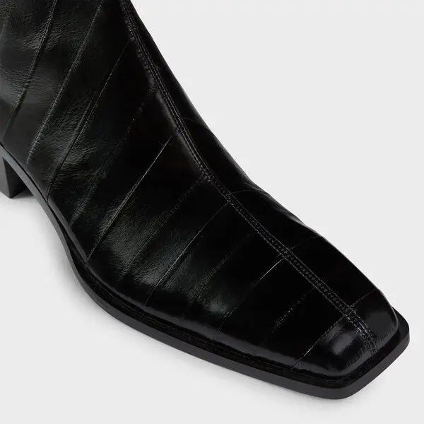 GIUSEPPE ZANOTTI Eel Leather Square Toe Ankle Boots With Inside Zipper