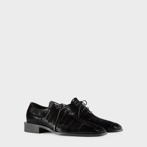 GIUSEPPE ZANOTTI Square-toe Eel Leather Lace-up Shoes