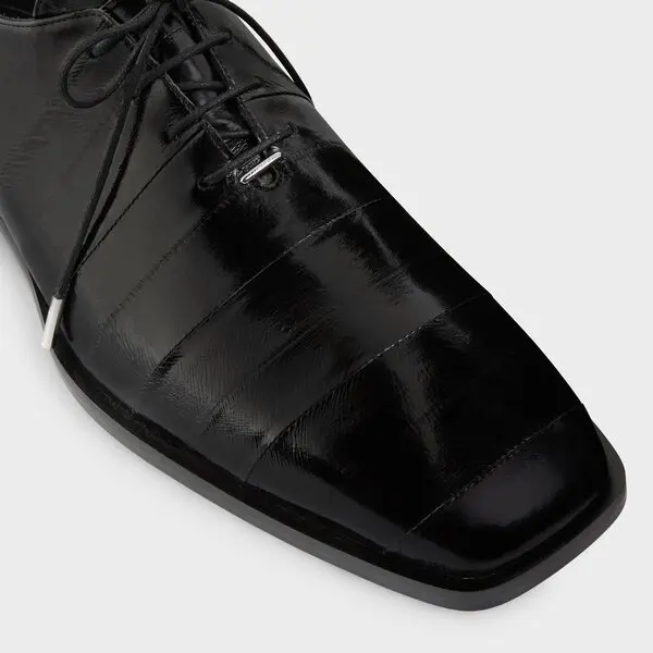 GIUSEPPE ZANOTTI Square-toe Eel Leather Lace-up Shoes