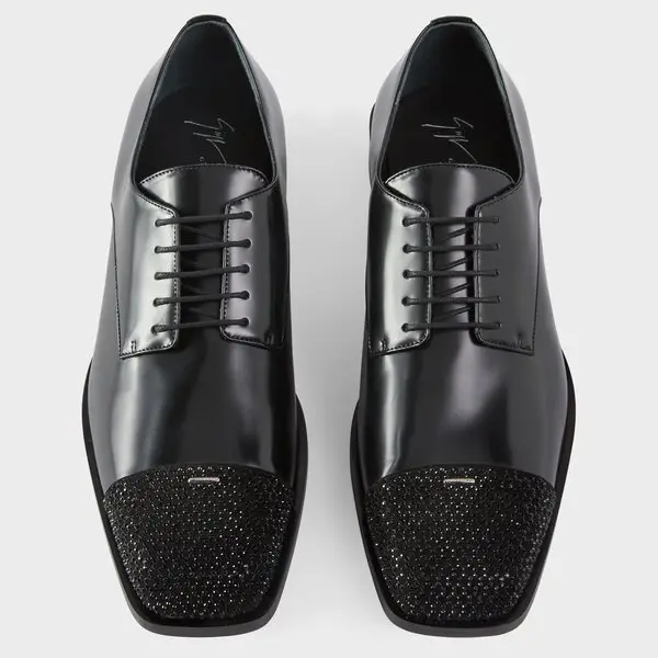 GIUSEPPE ZANOTTI Leather Embellished Lace-up Shoes