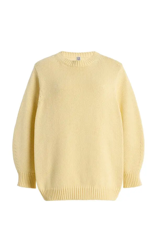 TOTEME Oversized Cotton Crew Neck Sweater - Yellow