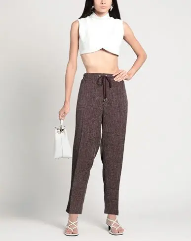OLTRE Pants Burgundy Size Polyester, Viscose, Elastane