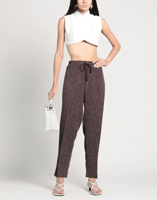 OLTRE Pants Burgundy Size Polyester, Viscose, Elastane