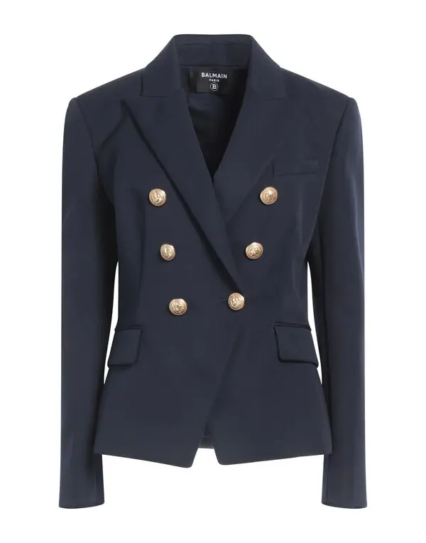 Balmain Midnight Wool Double-breasted Blazer - Midnight Blue