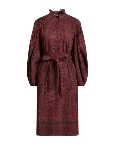 Antik Batik Midi Dress Burgundy Size Cotton - Red