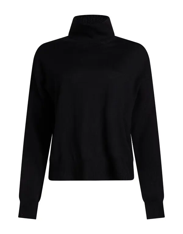 ARAGONA Turtleneck Midnight Size Merino Wool - Black