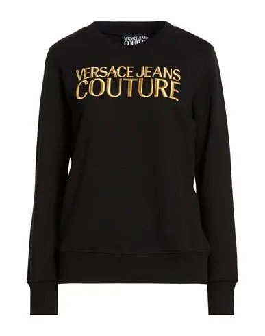 Versace Cotton Sweatshirt With Metallic Logo - Black