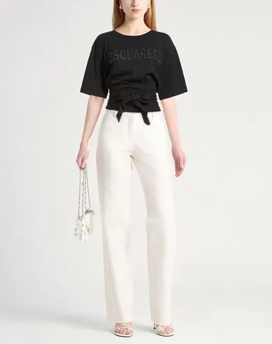 Dsquared2 Cotton T-shirt With Embroidered Logo And Tie Fastening - Black