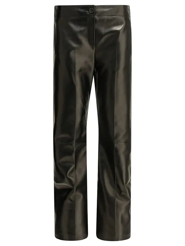 Khaite Mita Tailored Lambskin Leather Pants - Black
