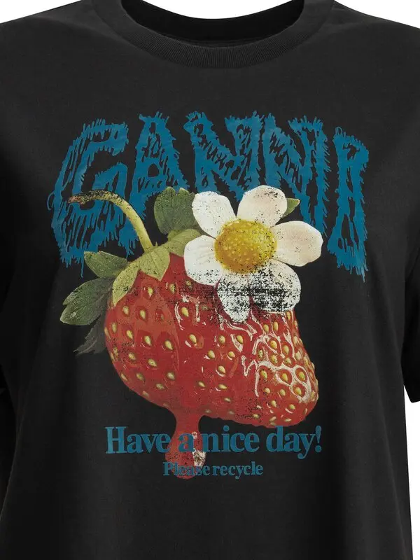 GANNI Strawberry' Crew Neck T Shirt