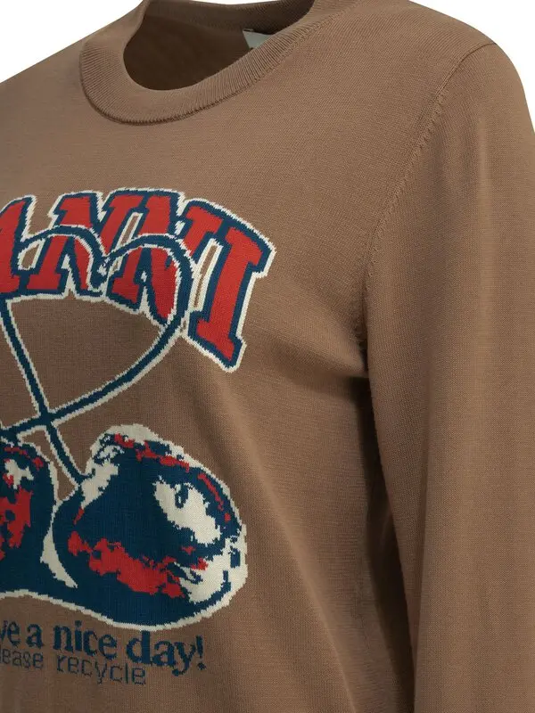 GANNI Cherry' Crewneck Sweater