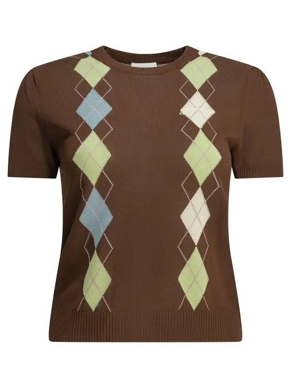 GANNI Argyle' Crewneck Sweater