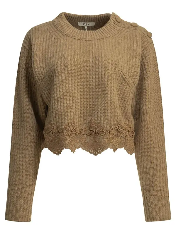 Chloé Crew Neck Sweater With Lace