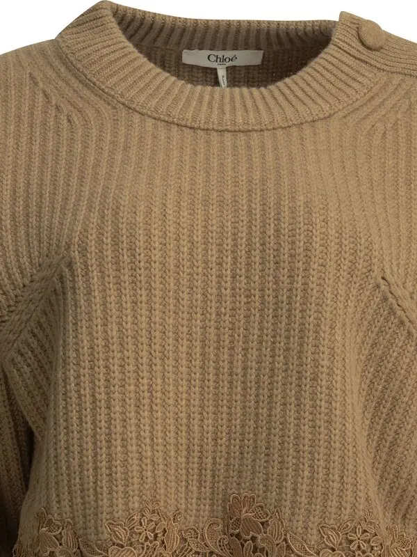 Chloé Crew Neck Sweater With Lace