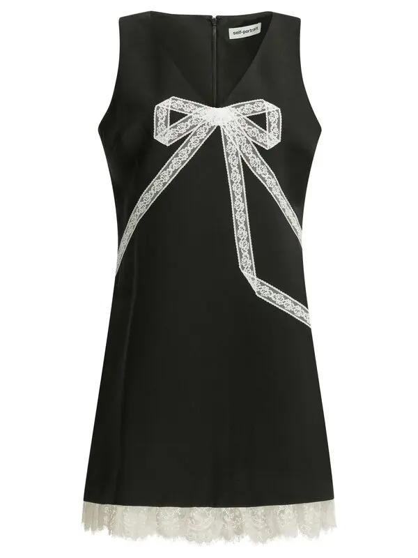 SELF-PORTRAIT Short Sheath Dress With Bow