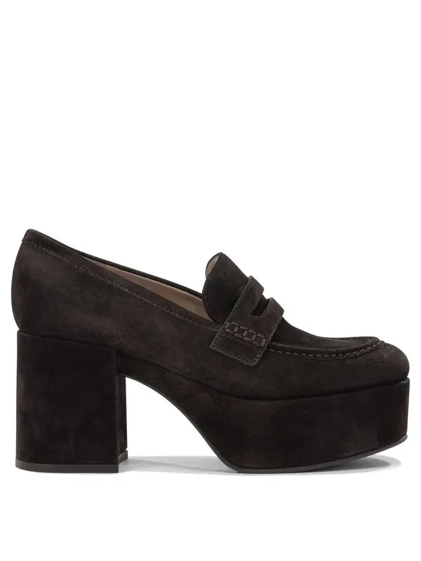 GIANVITO ROSSI Jenna 75 Mm' Heeled Loafers - Brown