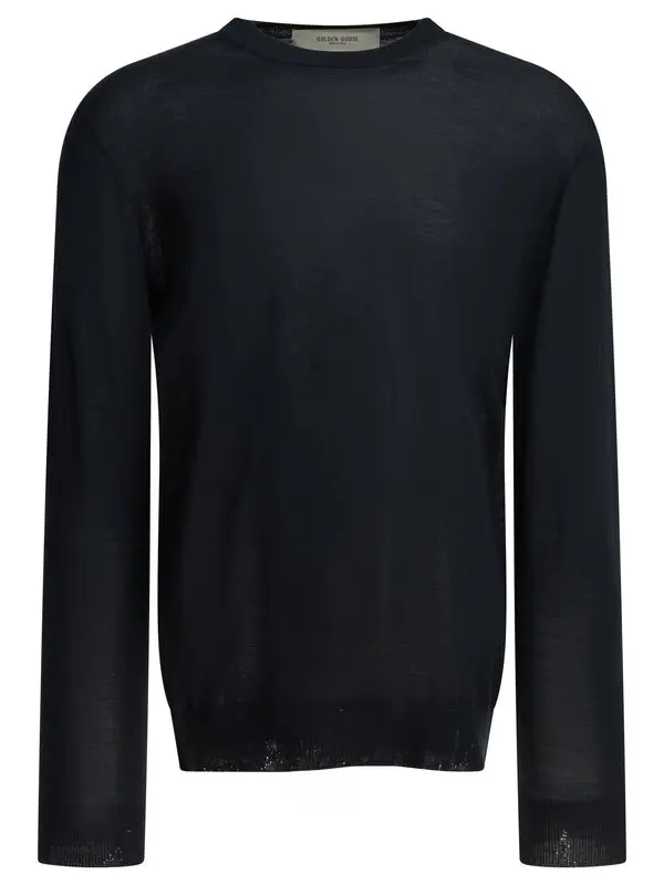 GOLDEN GOOSE Wool Crew Neck Sweater - Blue
