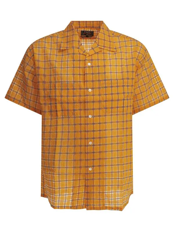 BEAMS Open Collar Nylon Airy Plaid' Casual Shirt