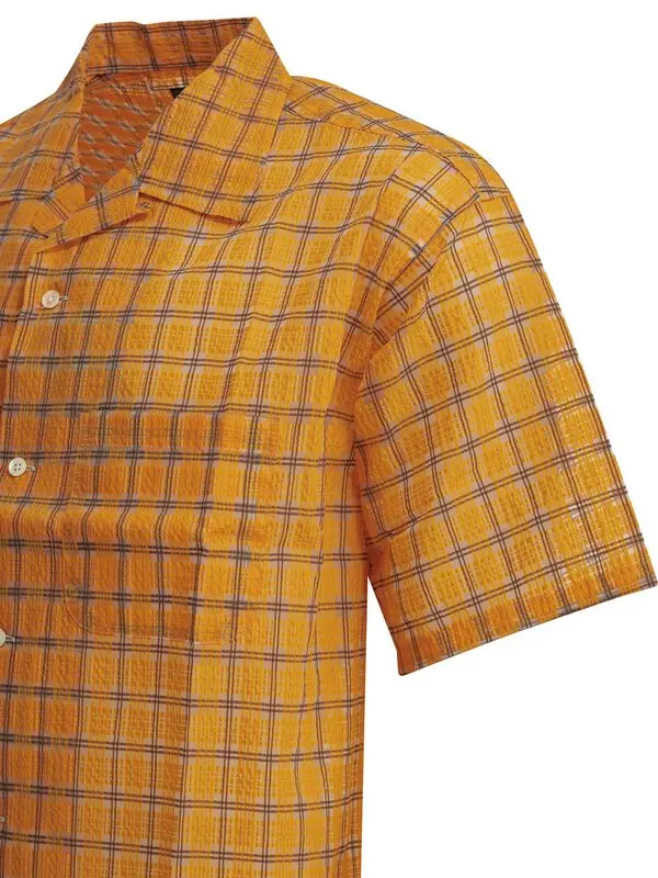 BEAMS Open Collar Nylon Airy Plaid' Casual Shirt