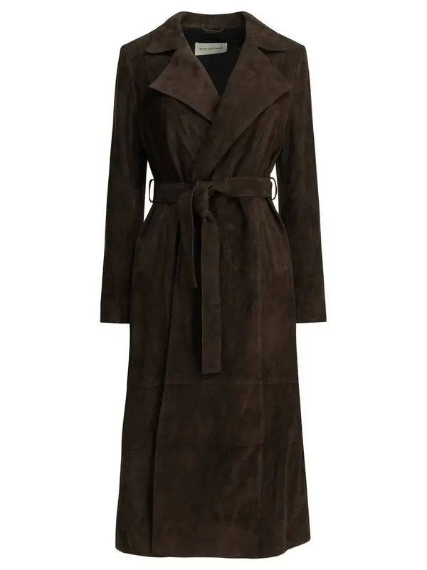 Nour Hammour Winona Belted Suede Coat - Brown