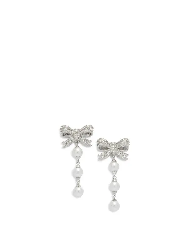 SELF-PORTRAIT Bow And Pearl Drop Earrings