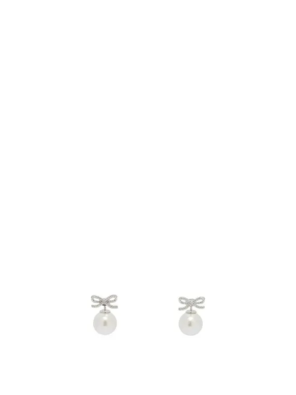 SELF-PORTRAIT Earrings With Pearl And Crystals - Silver