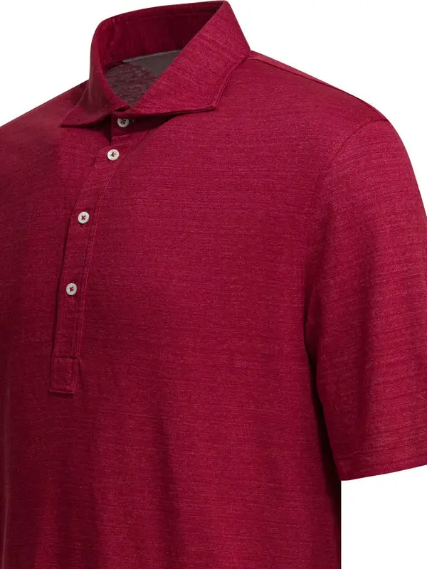 Brunello Cucinelli Linen And Cotton Button Down Polo Shirt