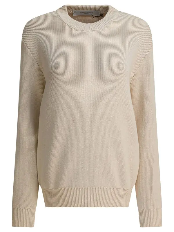 GOLDEN GOOSE Crewneck Sweater With Reverse Logo - Beige