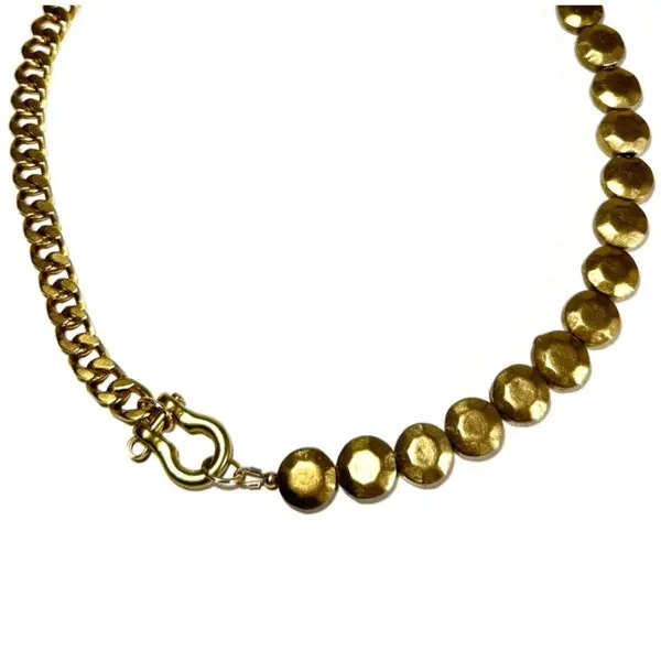 RACHEL NATHAN Shackle Single: Brass Sand Dollar Necklace