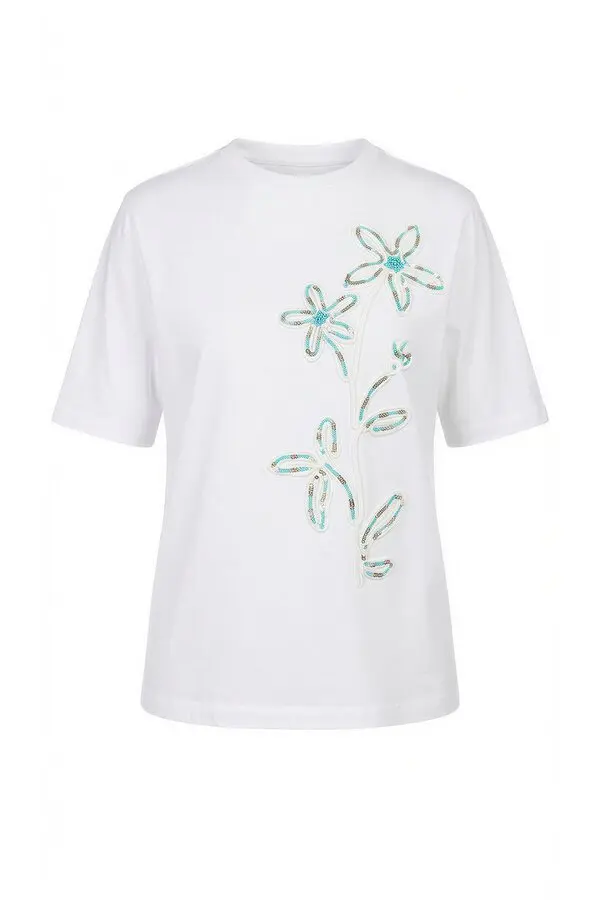 EXQUISE Blue / White Limaara T-shirt Blue & White