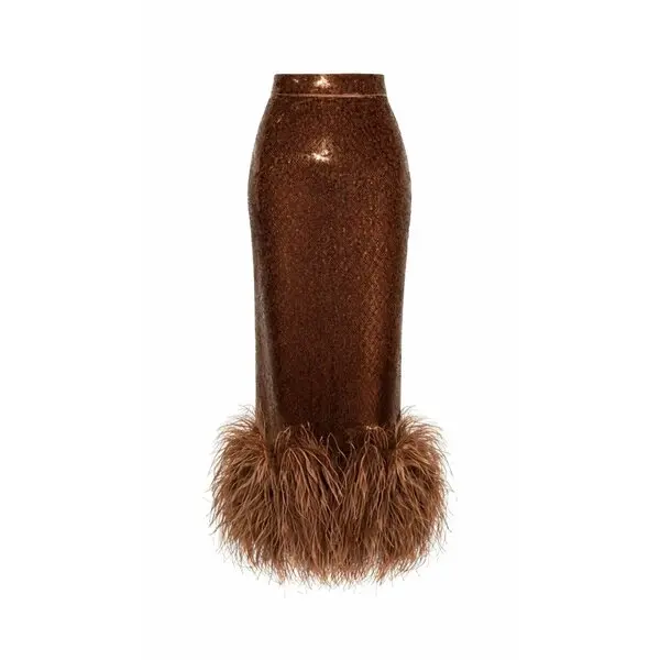 OSCARMORRIS Bianca Bronze Skirt - Brown