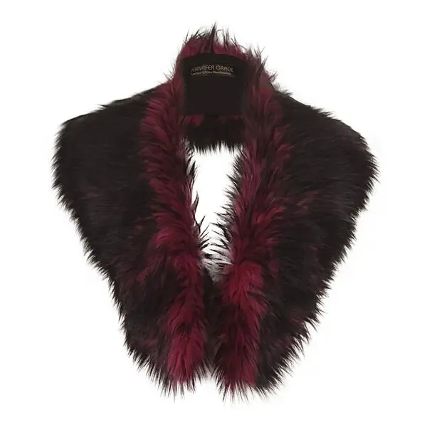 JENNAFER GRACE Black / Pink Raspberry Rush Faux Fur Collar