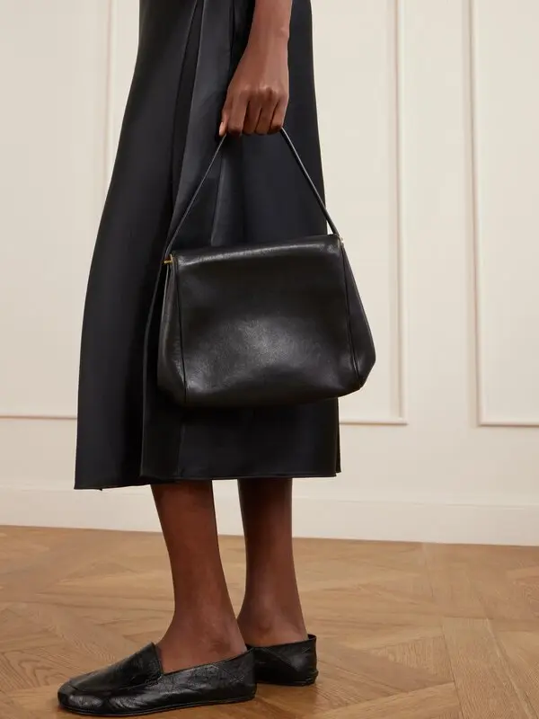 Calvin Klein Tina Small Leather Shoulder Bag - Black