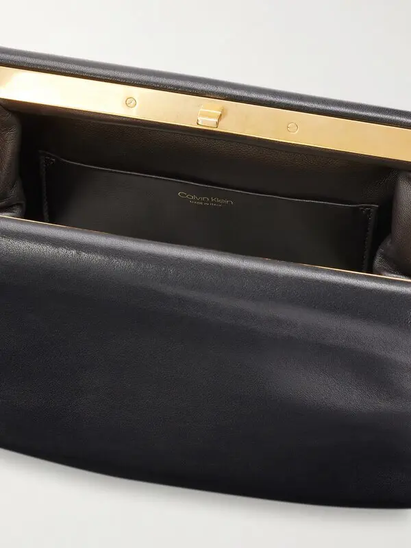 Calvin Klein Tina Small Leather Shoulder Bag - Black