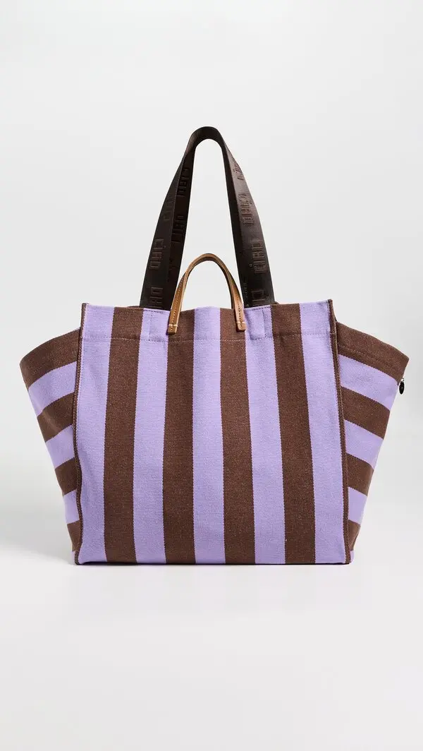 Clare V. Canvas Stripe Beach Tote Bag