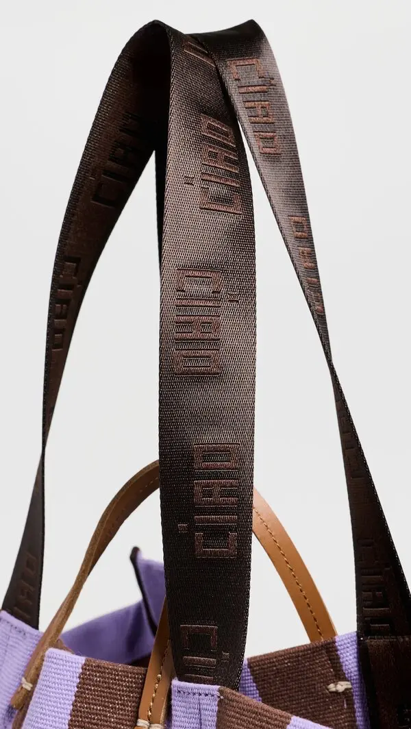 Clare V. Canvas Stripe Beach Tote Bag