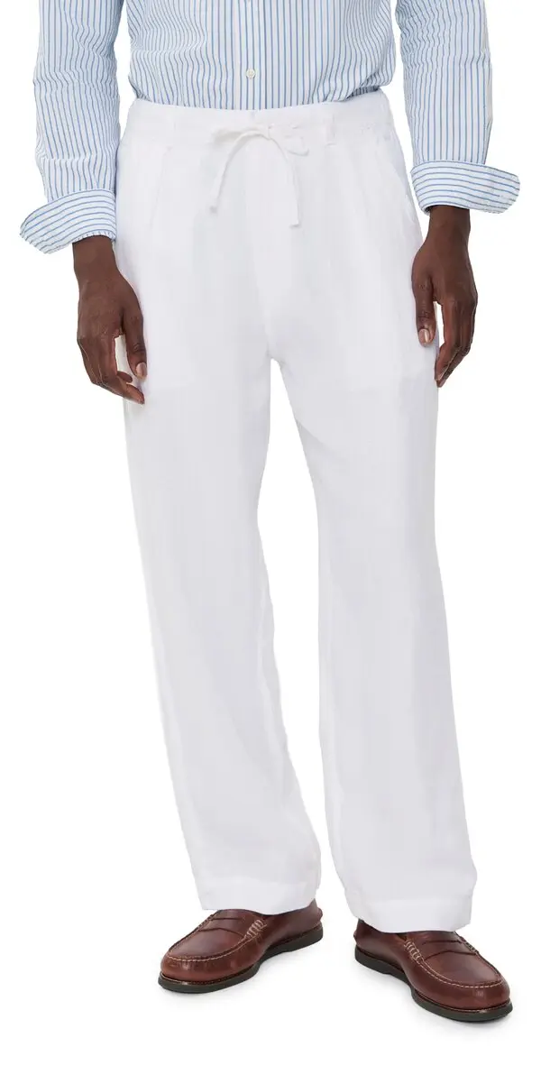Polo Ralph Lauren Linen Pleated Relaxed Fit Pants - Ceramic White