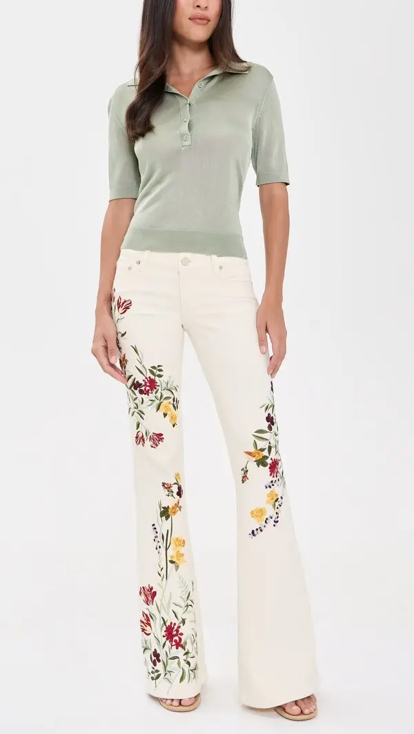 Alice + Olivia Emryn Embroidered Jeans